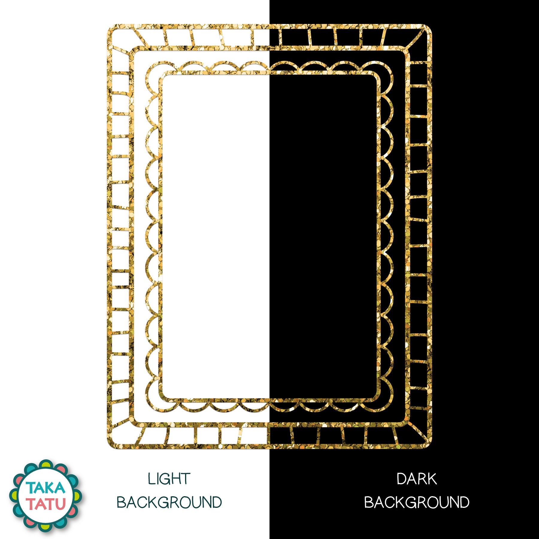 Glitter Frames Clipart - Gold Glitter Frame / Glitter Digital Frames ...