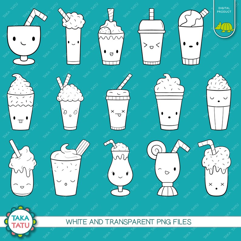 Cute Milkshake Clipart Kawaii Milkshake / Printable - Etsy