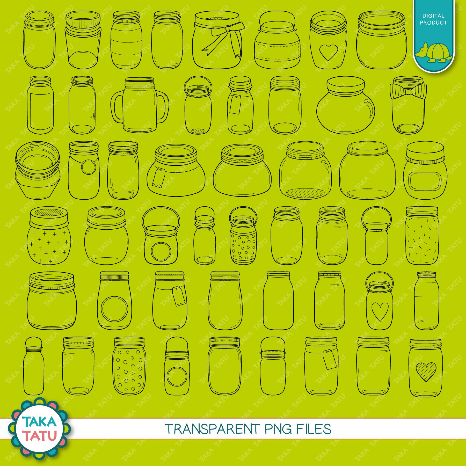 Mason Jar Digital Stamp Mason Jar Clipart / Mason Jar | Etsy