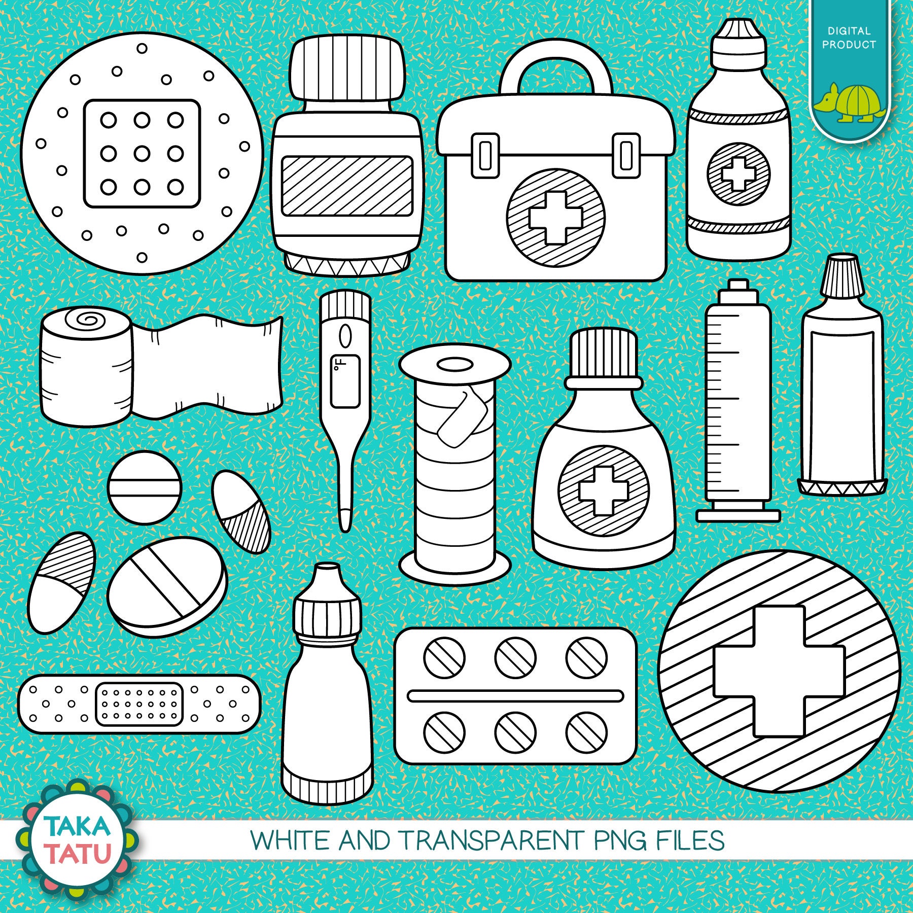 First Aid Kit Digital Stamp First Aid Clipart / Medical Kit - Etsy