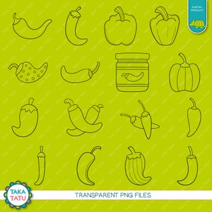 Pepper Clipart - Printable Vegetable Digital Stamp / Bell Pepper ...