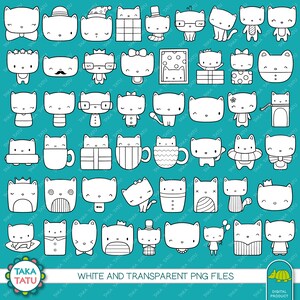 Cat Doodles Clipart - Digital Stamp for Cat Lovers / Cute Doodles ...