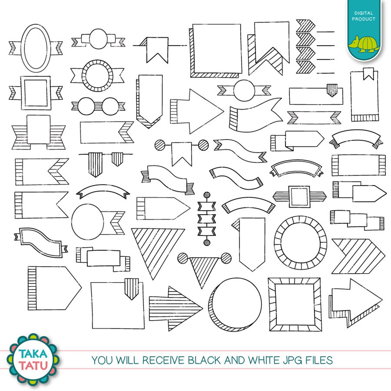 Bullet Journal Clipart - Journal Digital Stamp / Banner Clipart ...