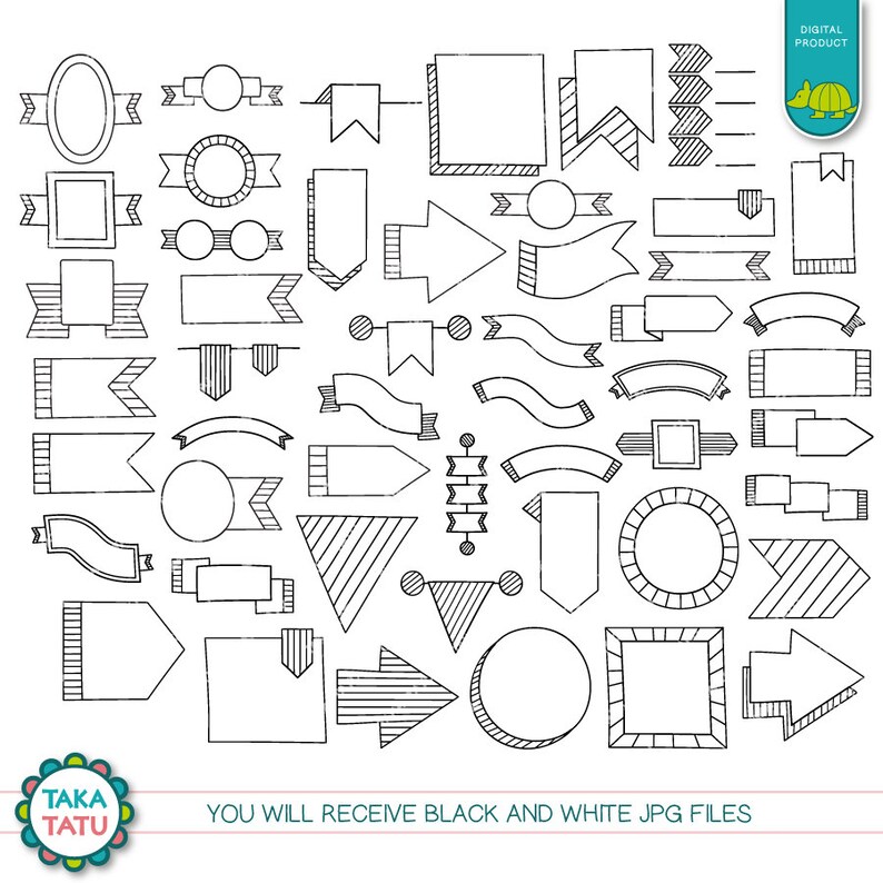 Bullet Journal Clipart - Journal Digital Stamp / Banner Clipart ...
