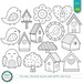 Cute Birds Digital Stamp Pack - Birdhouse Clip Art / Birds Clip Art ...