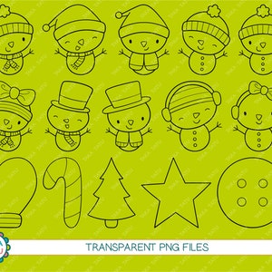 Snowman Stamp - Snowman Clipart / Snowman Doodles / Cute Winter ...
