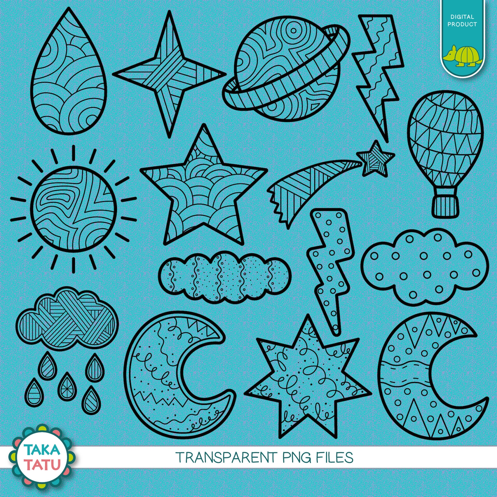 Sky Doodles Digital Stamp Sky Doodles Clipart / Hand Drawn - Etsy Canada