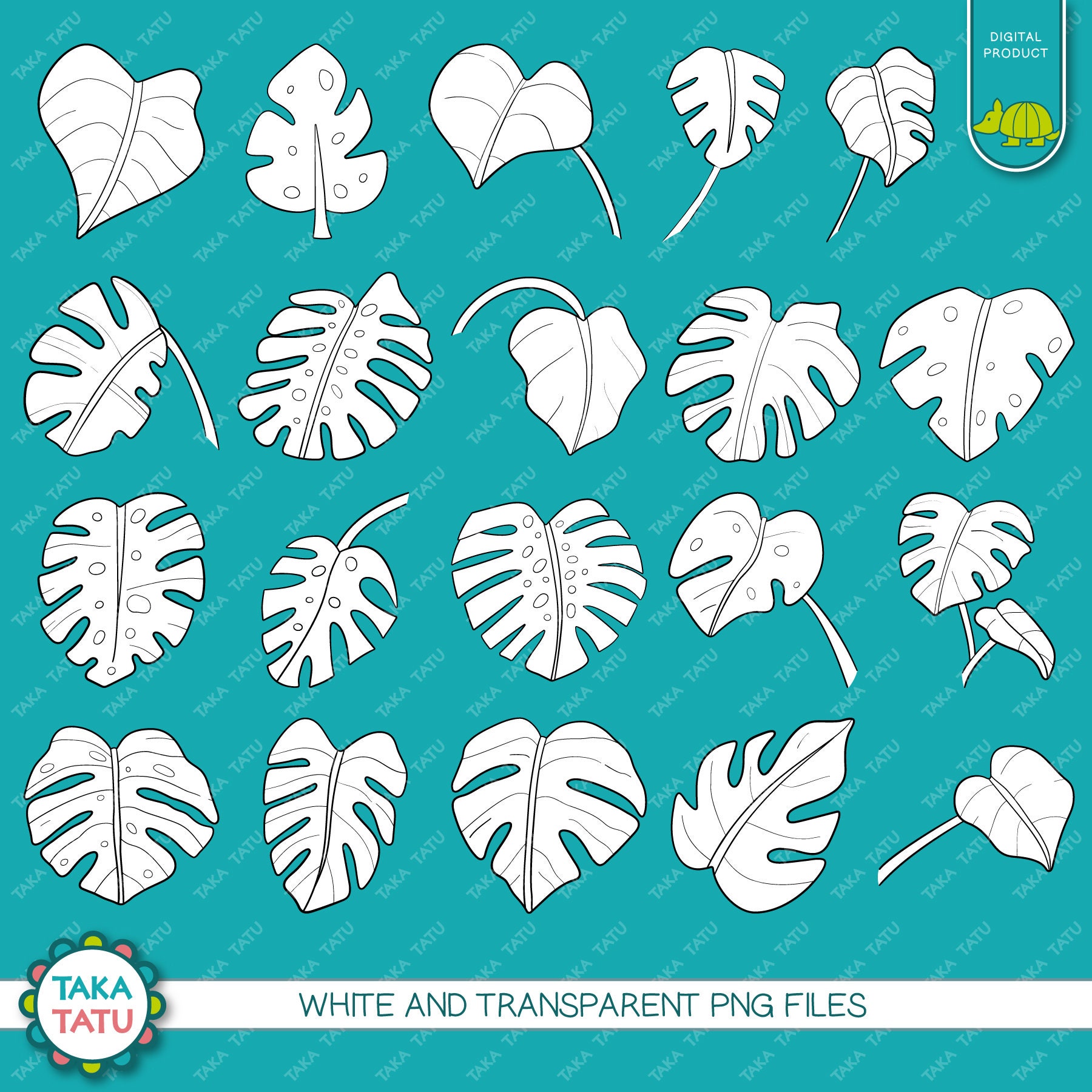 Monstera Leaves Clipart Tropical Leaves Digital Stamp / - Etsy