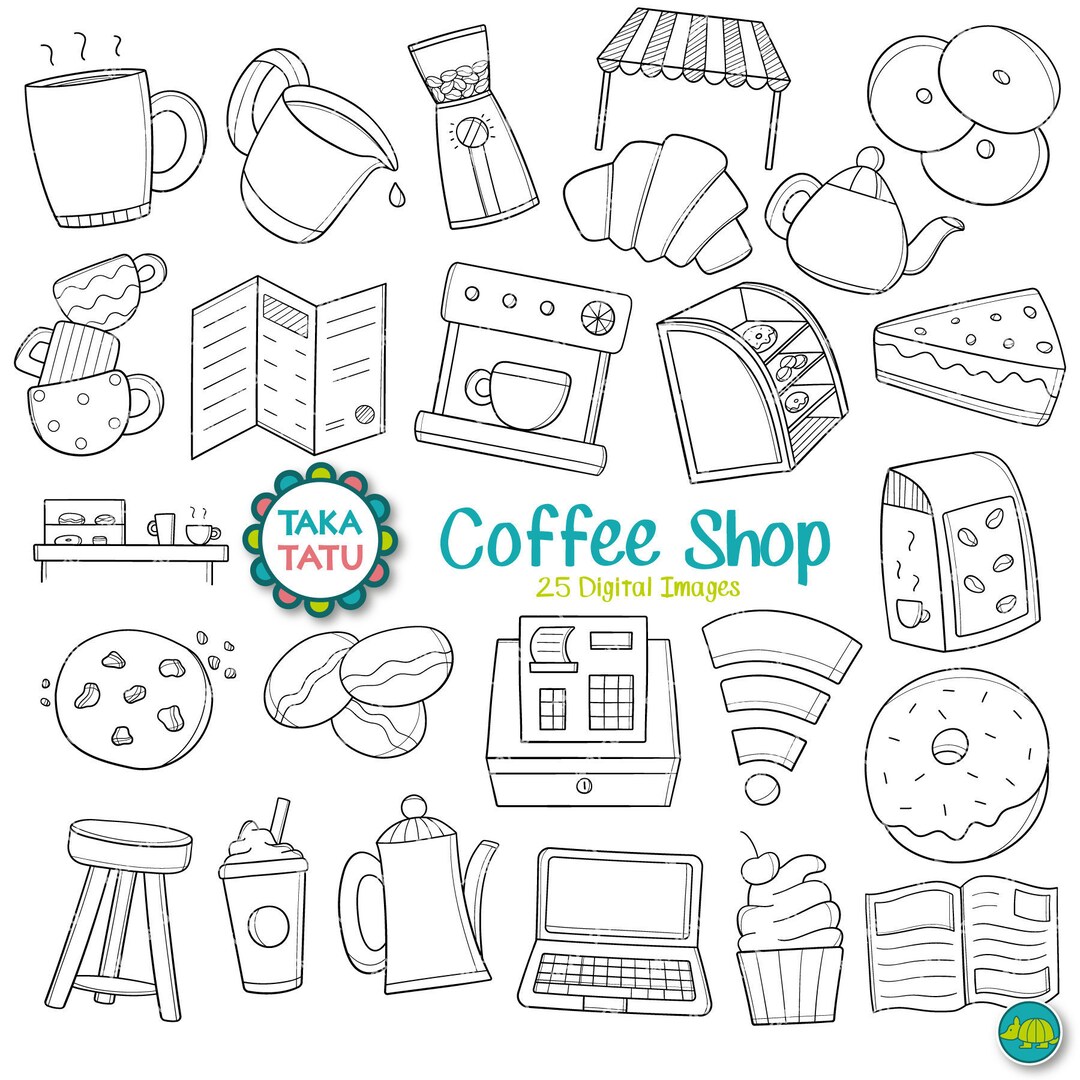 Coffee Shop Clipart Set - Pastries and Coffee Printable / Coffee Mug ...