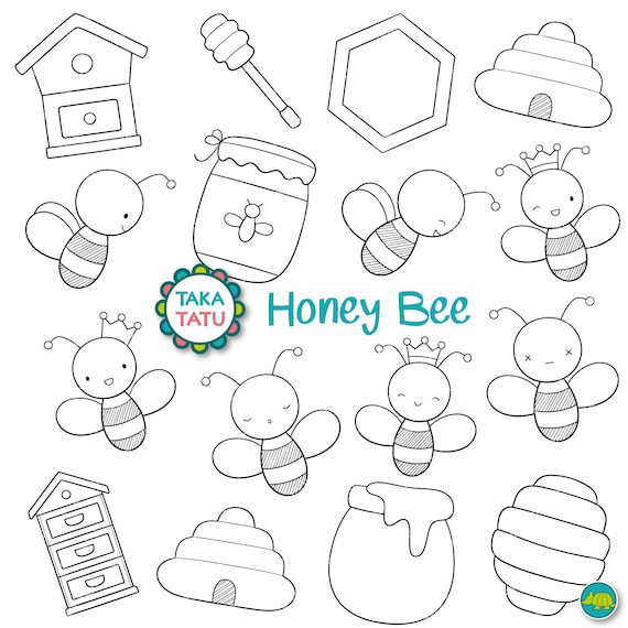 Bee Clip Art Black And White Cute
