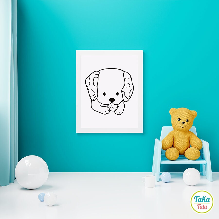 Happy Dogs Black and White Doodle Printable Digital Stamp for Kids and ...
