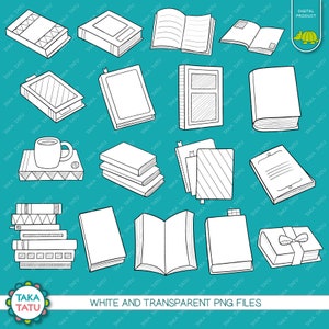 Book Doodles Clipart - Digital Stamp / Literature Clipart / Reading ...