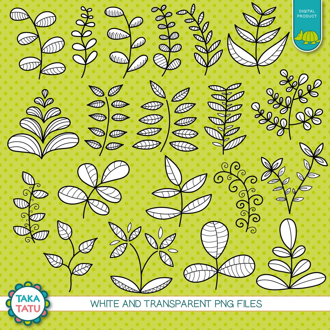 Botanical Doodles Digital Stamp - Botanical Doodles Clipart / Floral ...