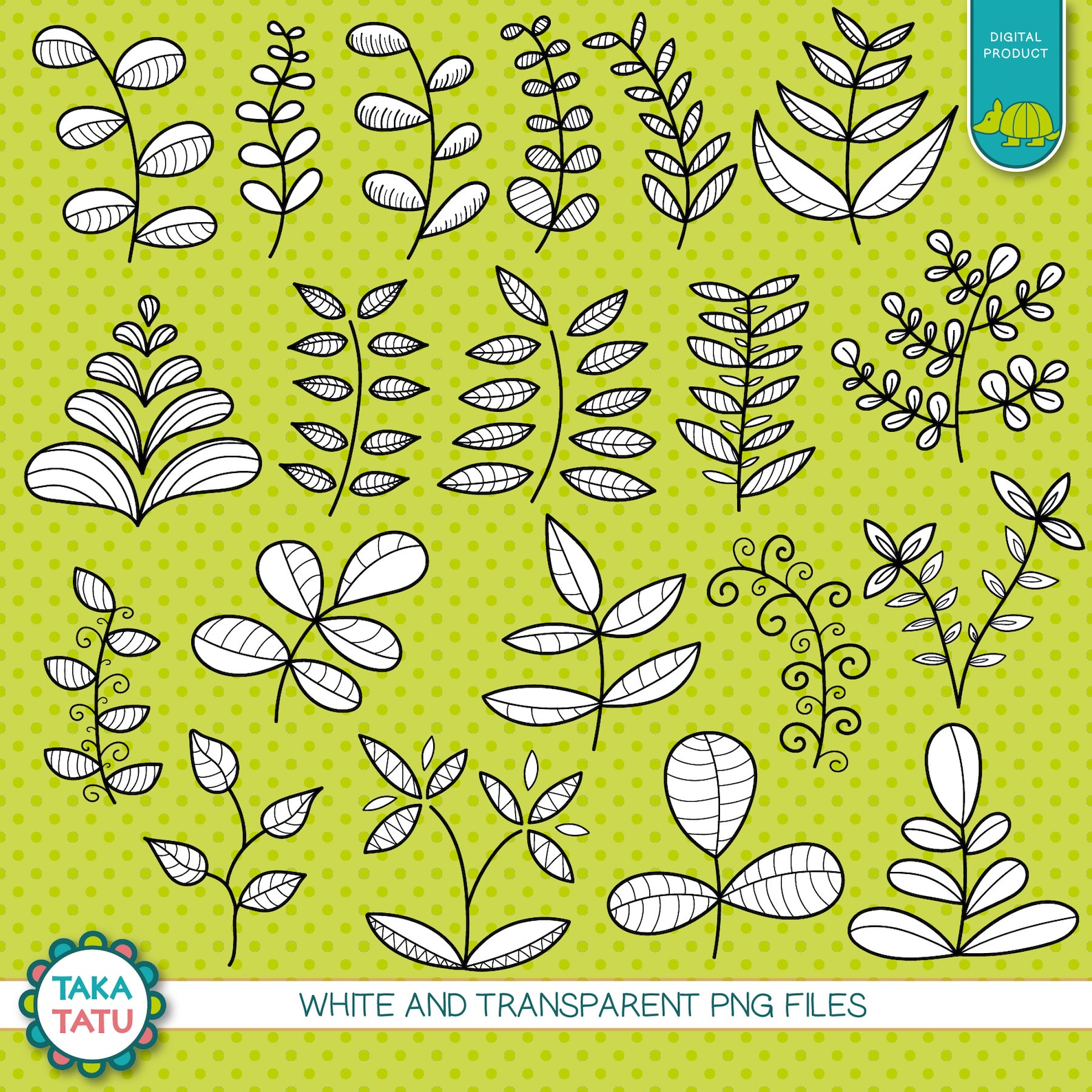 Botanical Doodles Digital Stamp Botanical Doodles Clipart / - Etsy