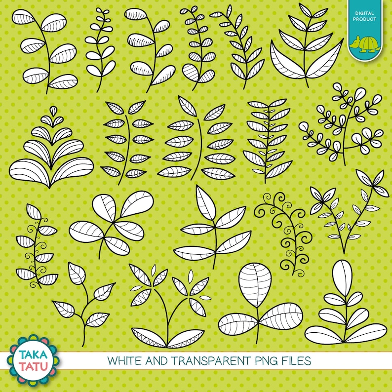 Botanical Doodles Digital Stamp Botanical Doodles Clipart / | Etsy