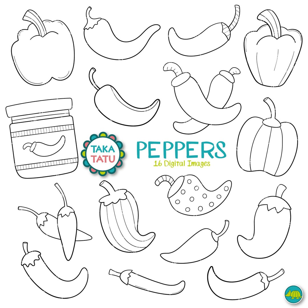 Pepper Clipart - Printable Vegetable Digital Stamp / Bell Pepper ...