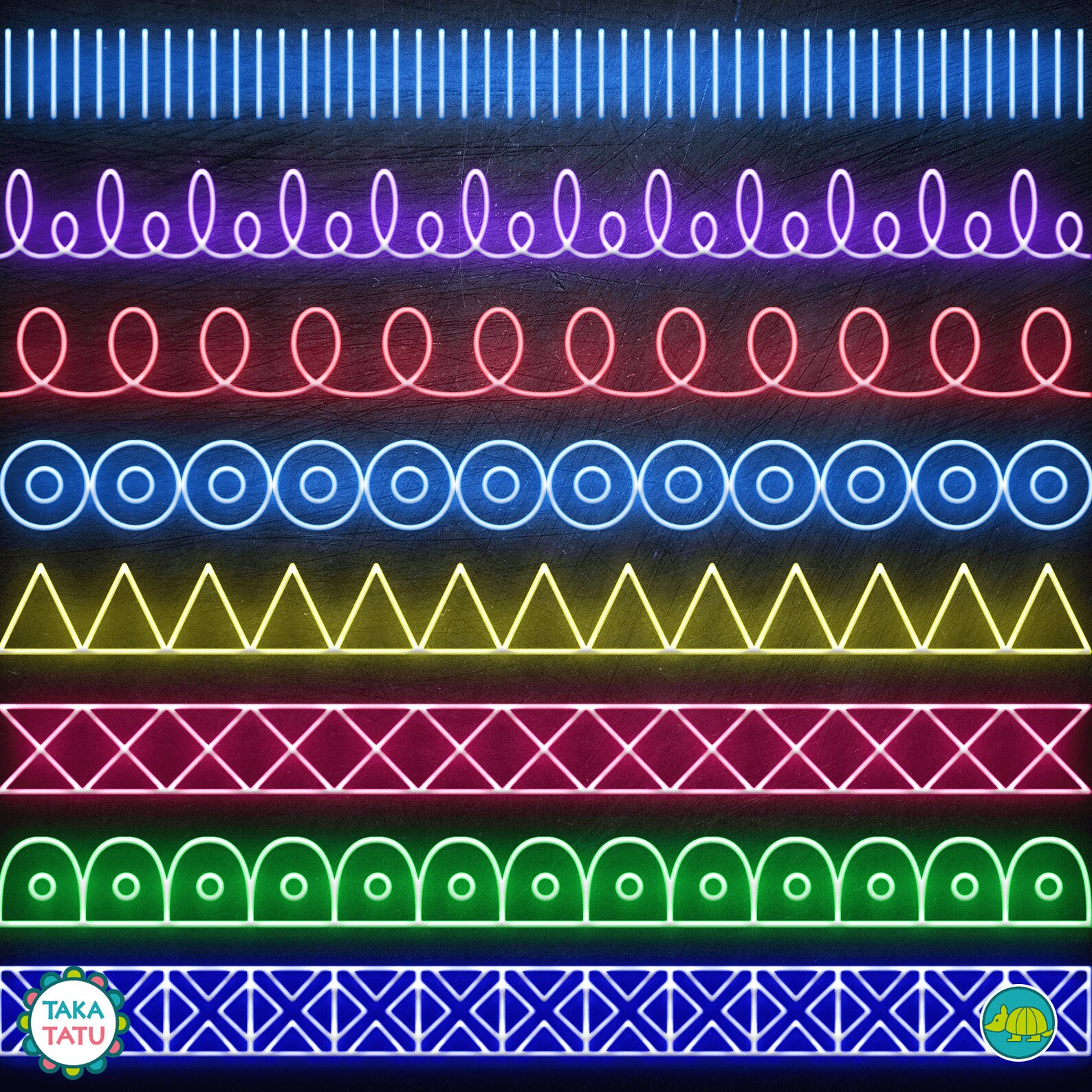 Neon Borders Clipart - Neon Clipart / Neon Lights / Neon Digital ...