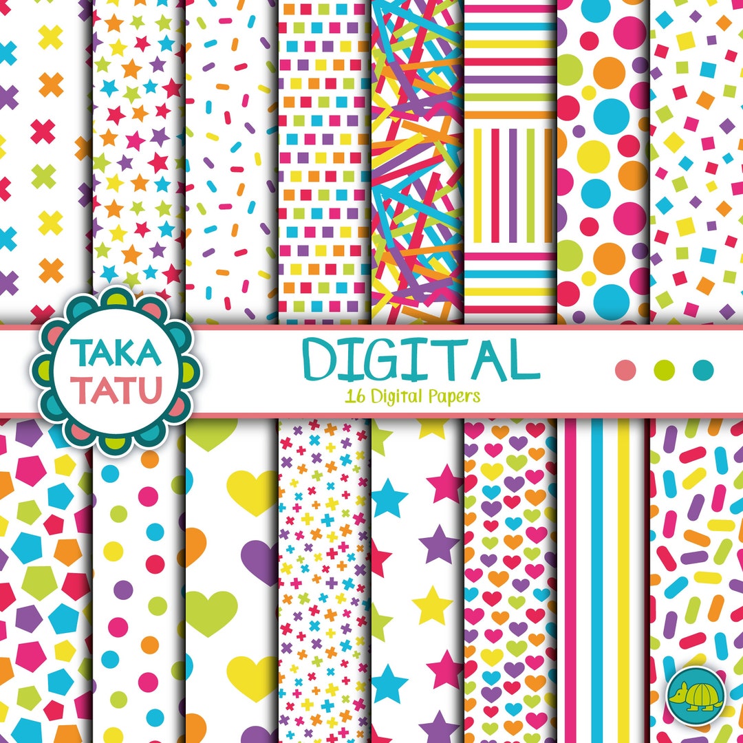 Confetti Party Digital Paper Pack - Digital Paper for Embellishment and ...