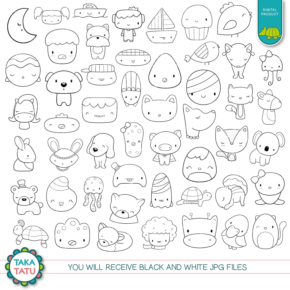 Cuties Clipart Cute Characters Digital Stamp / Cute Clipart | Etsy