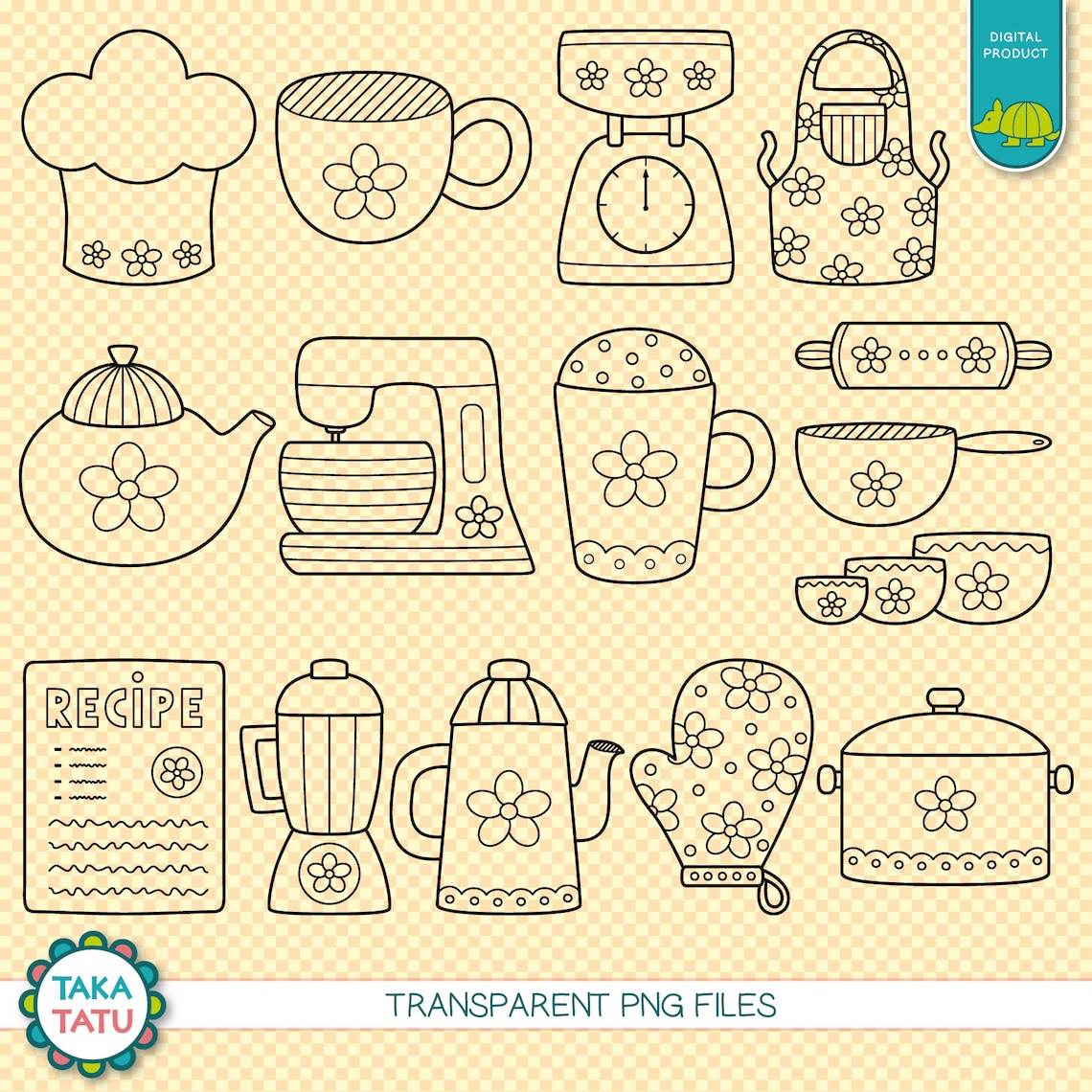 Cooking Time Digital Stamp Pack Cooking Clipart / Kitchen | Etsy