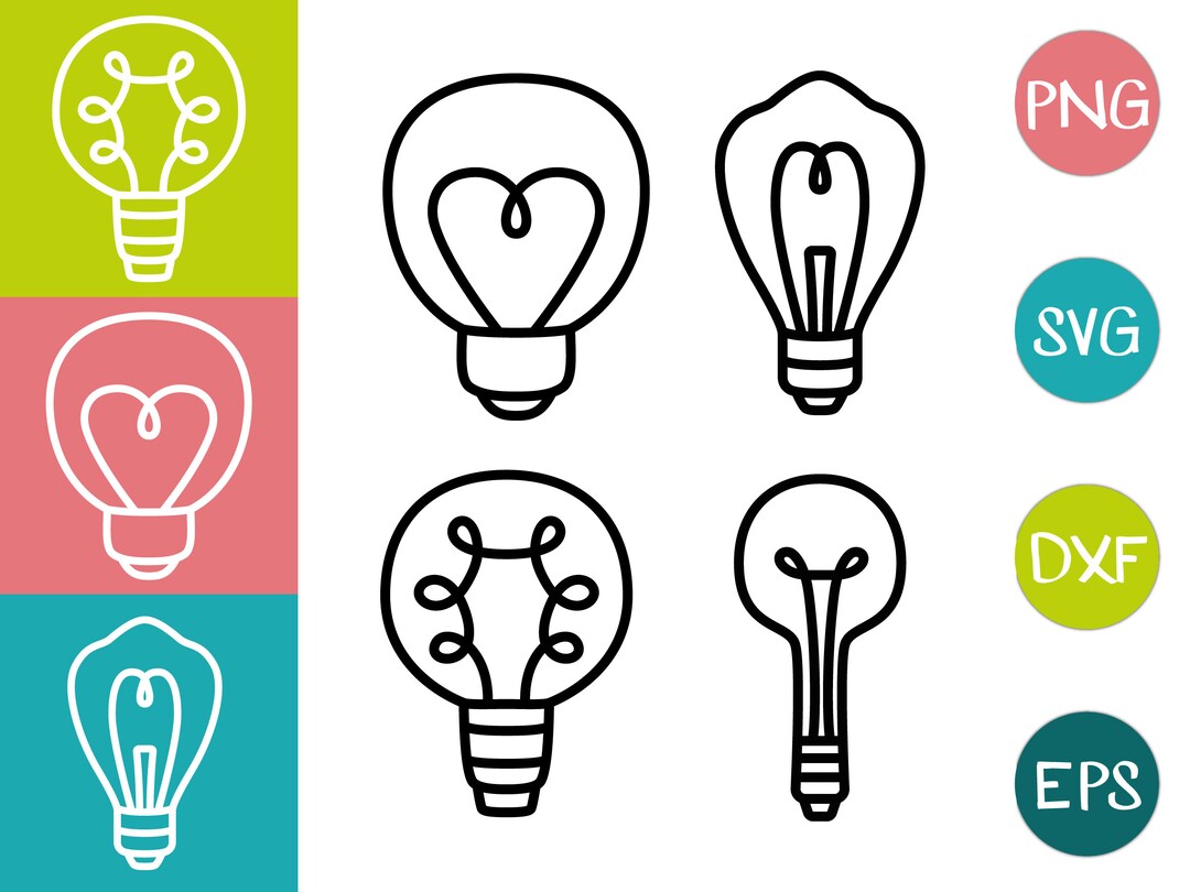 LIGHT BULB SVG / Light Svg/ Idea Drawing Svg / Hand Drawn Svg / Heart ...