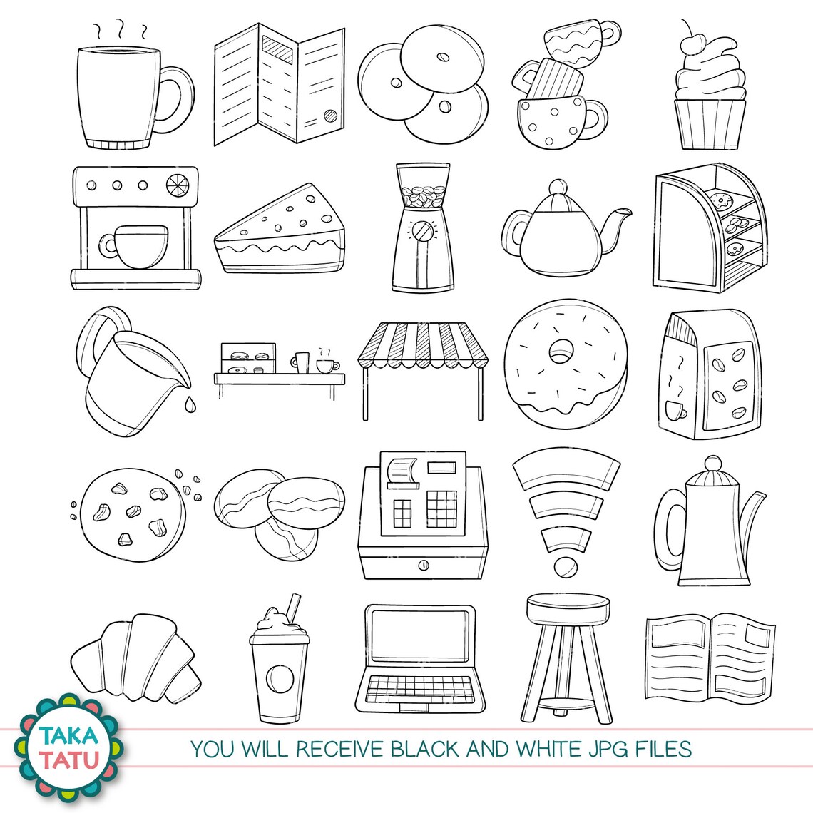 Coffee Shop Clipart Set Pastries and Coffee Printable / - Etsy