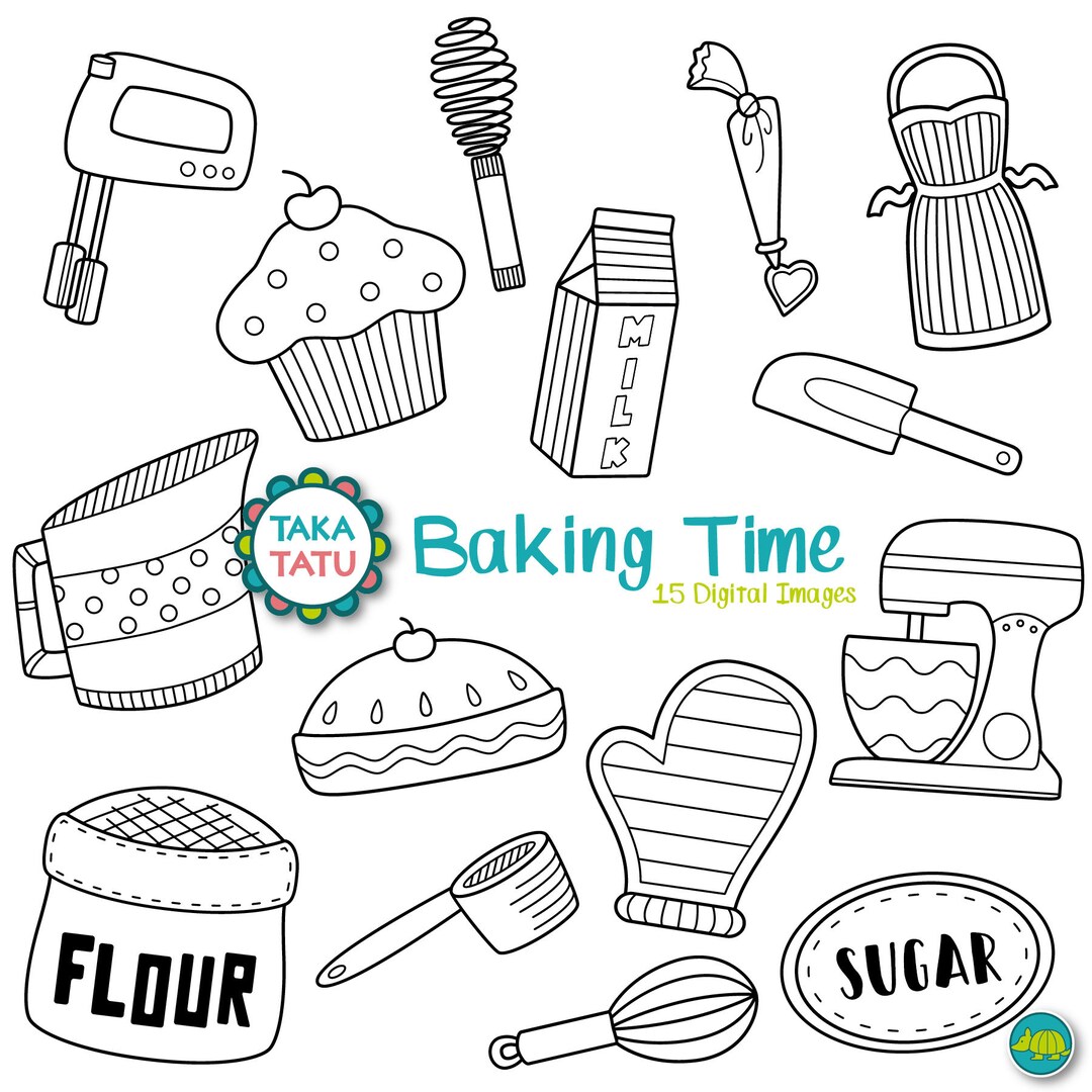 Baking Time Digital Stamp Pack - Baking Clipart / Baking Clip Art ...
