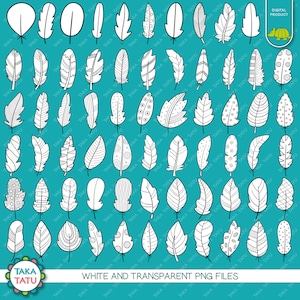 Feather Doodles Clipart Black And White Feather Digital Stamp