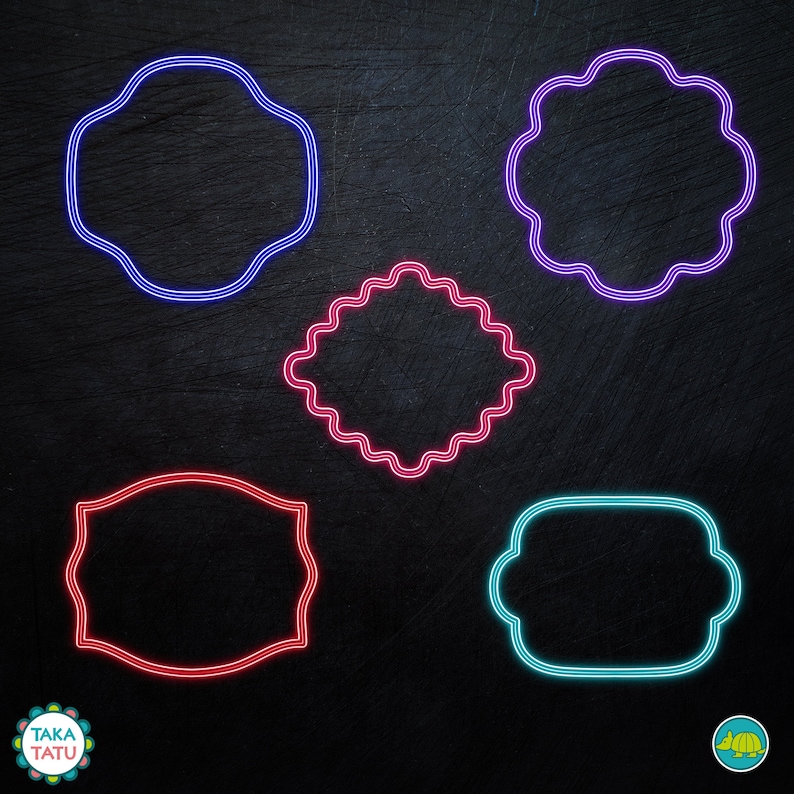 Neon Frames Digital Clipart Set - Neon Clipart / Simple Frames Clipart ...