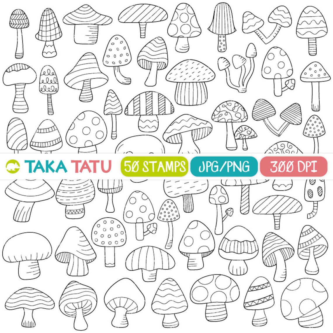 Mushroom Digital Stamp Pack Mushrooms Clipart / Mushroom Art - Etsy