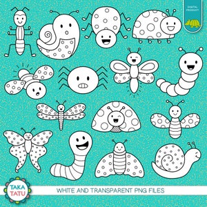 Cute Bugs Digital Stamp - Cute Bugs Clip Art / Kawaii Bugs / Garden ...