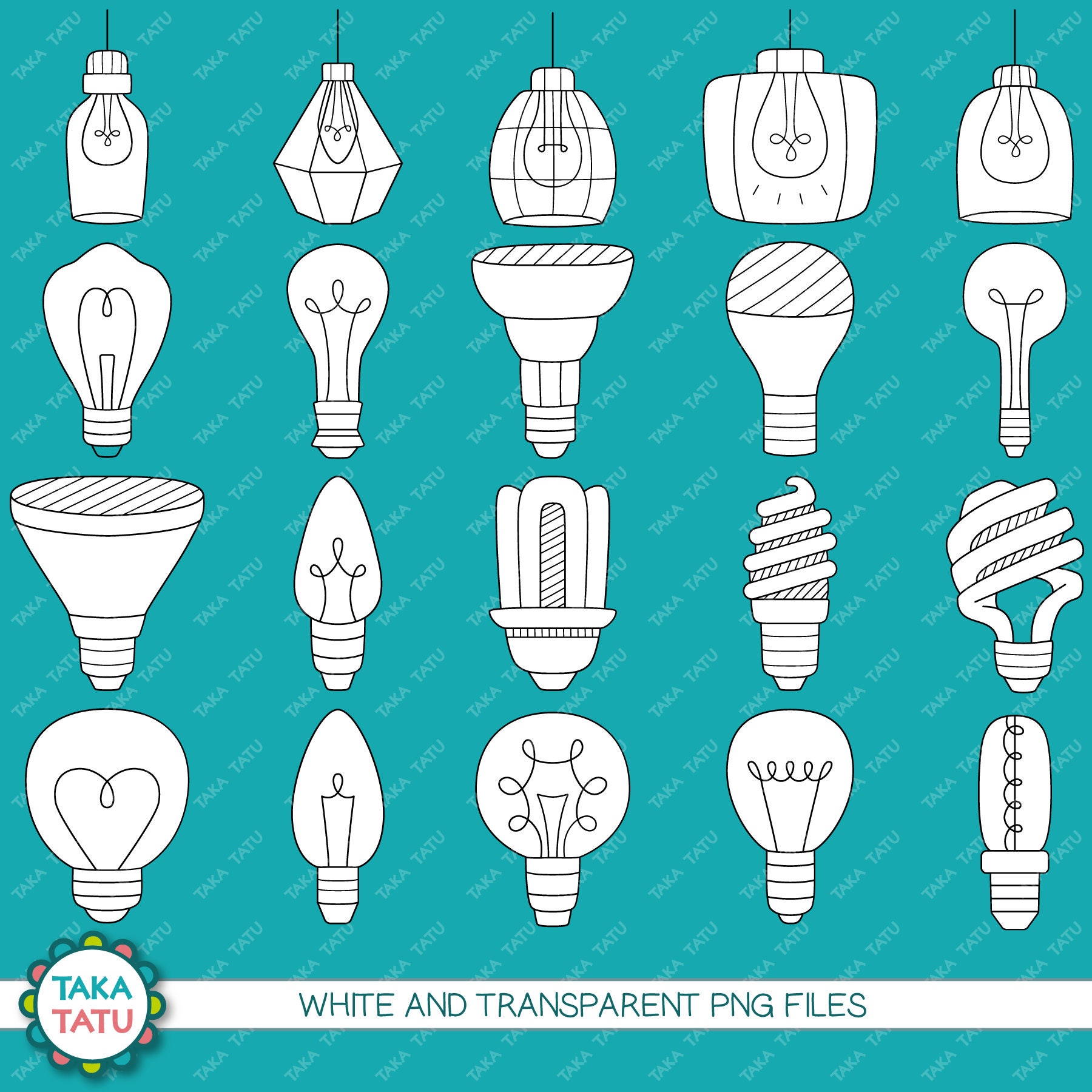 Light Bulb Digital Stamp Light Bulb Clipart / Lightbulb | Etsy