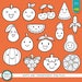 Kawaii Fruits Digital Stamp - Black and White Clipart / Kawaii Fruits ...