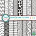 Hand Drawn Patterns Digital Paper Pack - Doodle Patterns / Black and ...