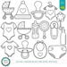 Baby Shower Digital Stamp Pack - Black and White Clipart / Baby Clipart ...
