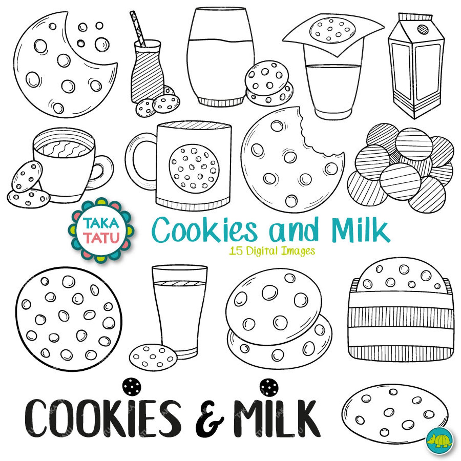 Cookies and Milk Digital Stamp Cookies Clipart / Milk and - Etsy