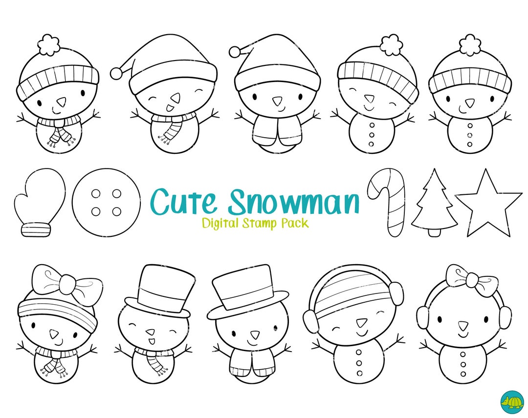 Snowman Stamp - Snowman Clipart / Snowman Doodles / Cute Winter ...