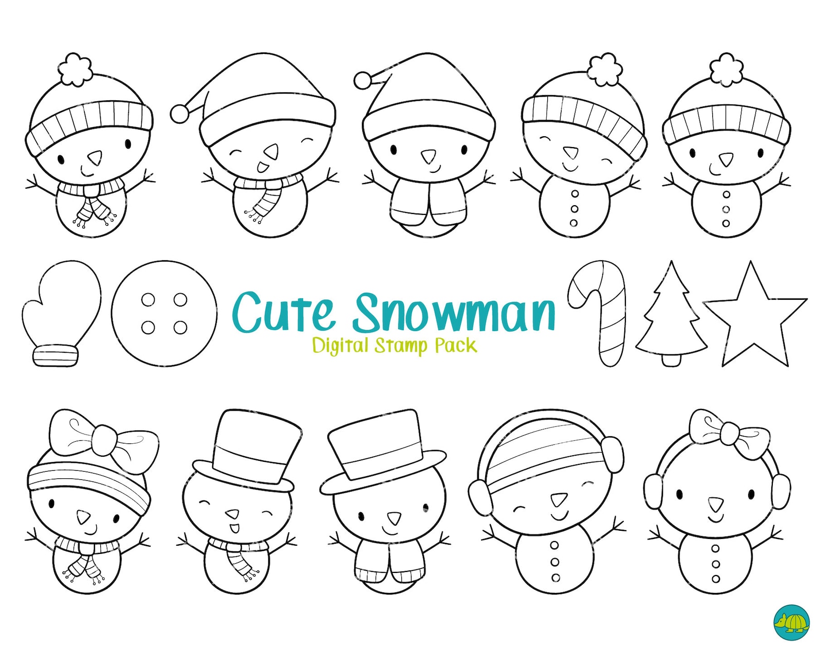 Snowman Stamp Snowman Clipart / Snowman Doodles / Cute | Etsy