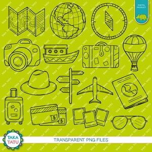 Travel Doodles Digital Stamp - Travel Doodles Clipart / Travel Clipart ...