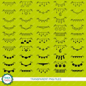 Doodle Bunting Digital Stamp - Hand Drawn Bunting Banner Clipart ...