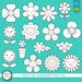 Kawaii Flowers Digital Stamp Black and White Clipart / Kawaii Spring ...