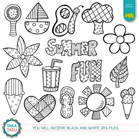 Summertime Clipart Black And White