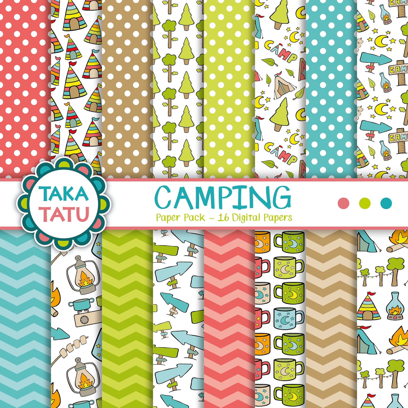 Camping Trip Paper Pack Patterned Paper / Camping Theme / | Etsy