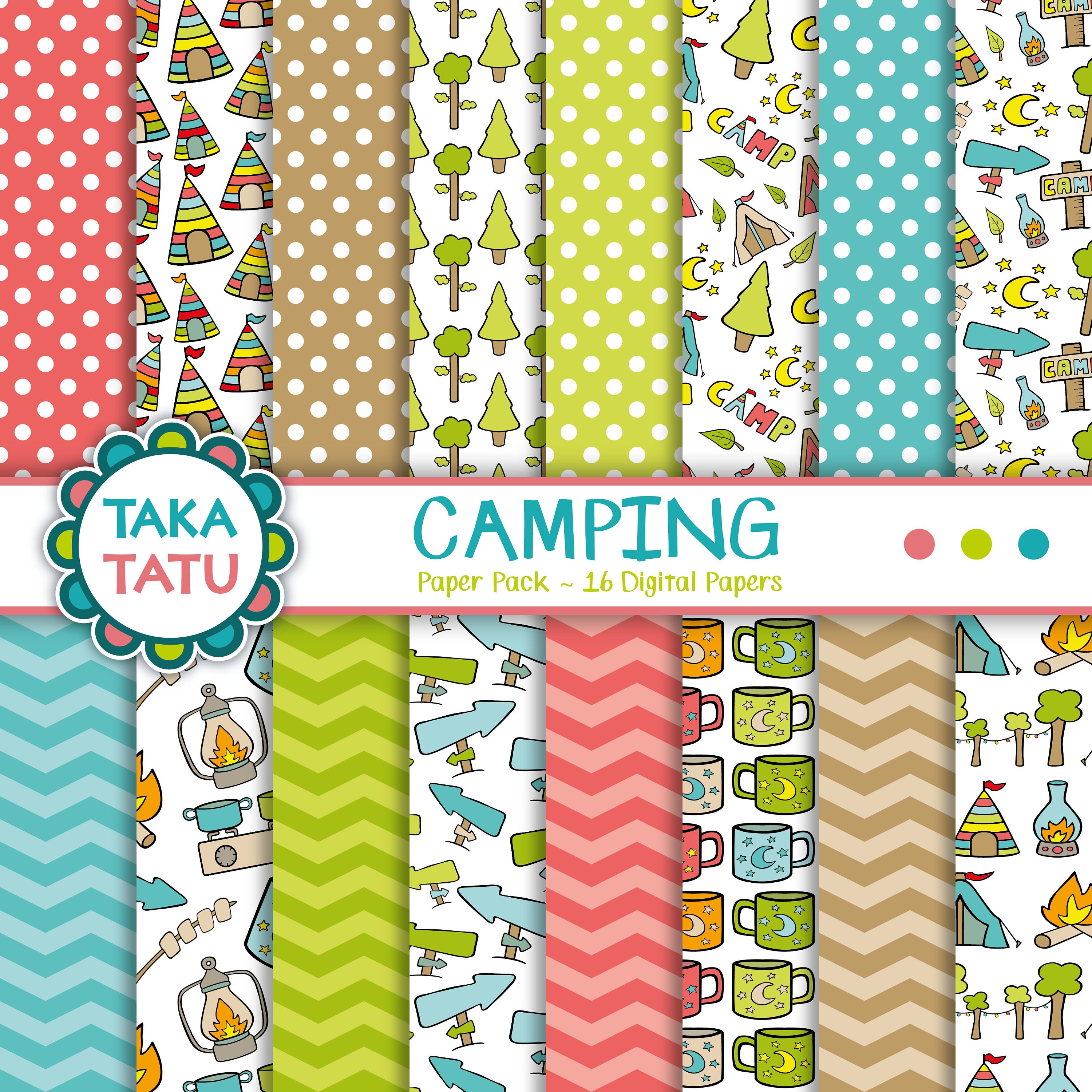 Camping Trip Paper Pack Patterned Paper / Camping Theme / | Etsy