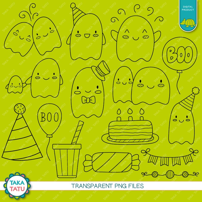 Ghost Party Clipart Halloween Party Digital Stamp / Birthday - Etsy Ireland