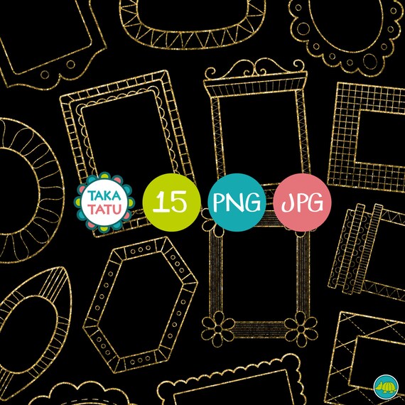 Glitter Frames Clipart Gold Glitter Frame / Glitter Digital | Etsy