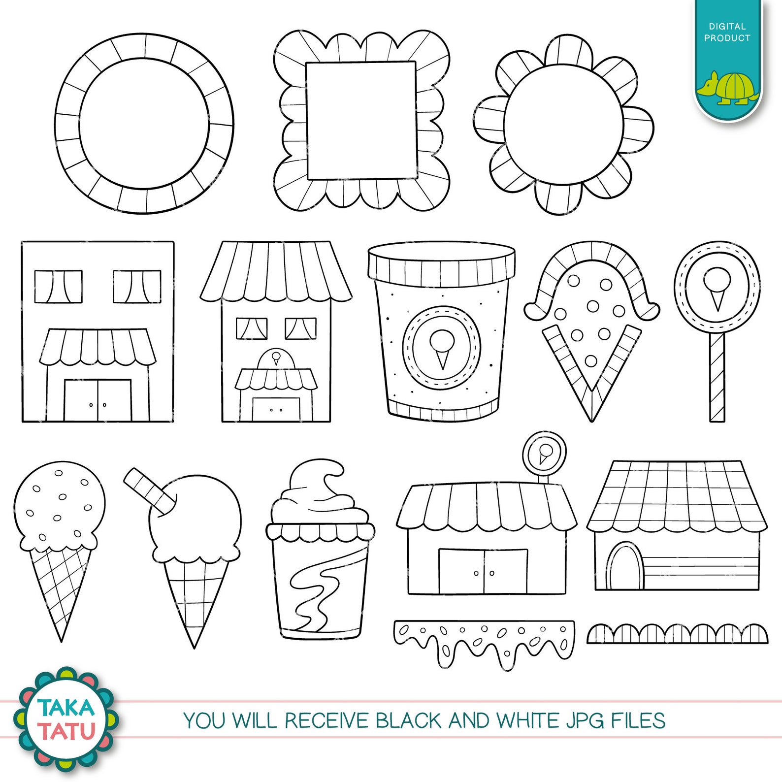 Ice Cream Shop Clipart Digital Stamp / Ice Cream Shop - Etsy