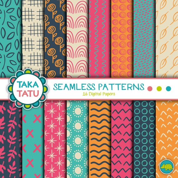 Minimalist Fun Colorful Printable Digital Paper Pack - Etsy