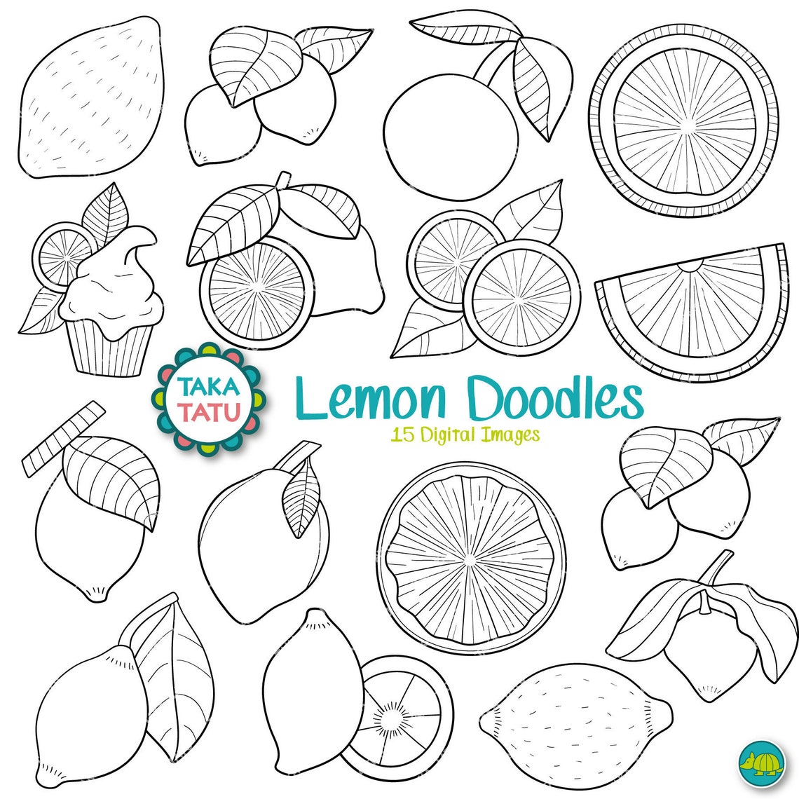 Lemon Doodles Clipart Fruit Printable Digital Stamp for | Etsy UK