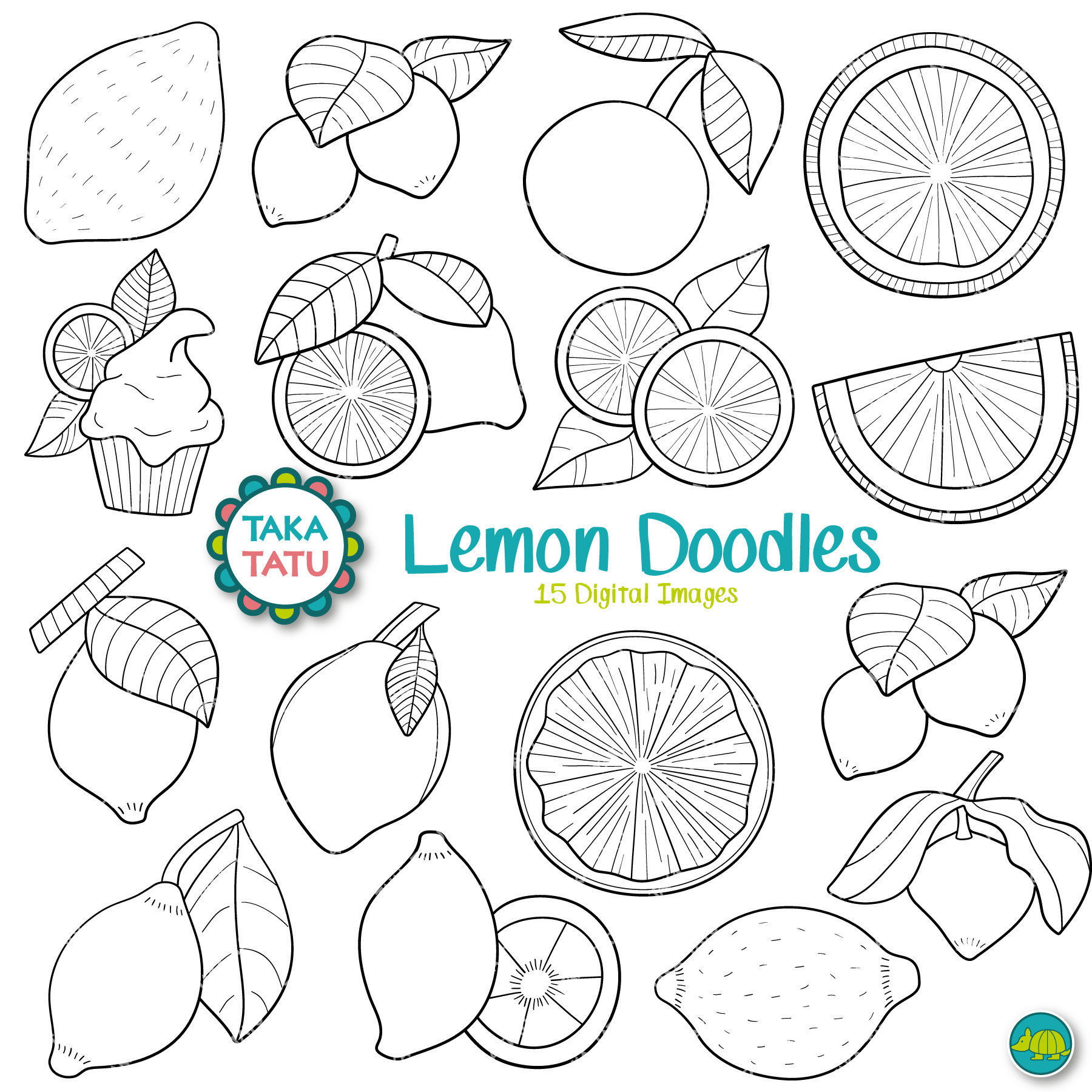 Lemon Doodles Clipart Fruit Printable Digital Stamp for | Etsy UK